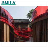 China JAFFA Custom Red Acrylic Outdoor Spiral Staircase, New Chinese Style Curved Landscape Stair, Outdoor Art Stair for Cultural Tourism & Commercial Projects for sale