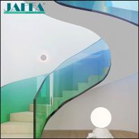 China JAFFA Custom Gradient Color Acrylic Stair Railing, Blue-Green Flowing Curved Balustrade, Luxury Railing for High-End Residences & Art Spaces for sale