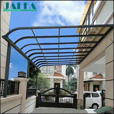 China Custom Acrylic Skylight Roof, Curved Transparent Carport/Corridor Canopy, Outdoor Polycarbonate Sun & Rain Shelter for sale