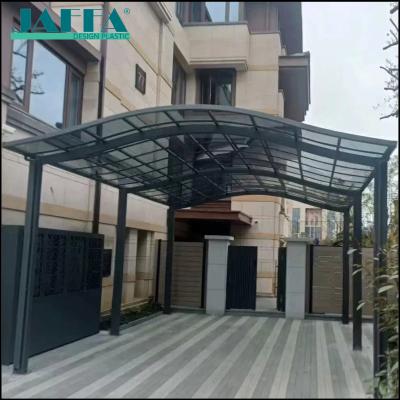 China Custom Curved Acrylic Terrace Canopy, Outdoor Lighting Sunshade for Villa Courtyard, Polycarbonate Carport Shelter for sale