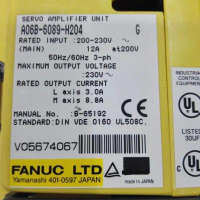 China New Fanuc Servo Drive A06B-6089-H204 8kg AC/DC Motion Amplifier for sale