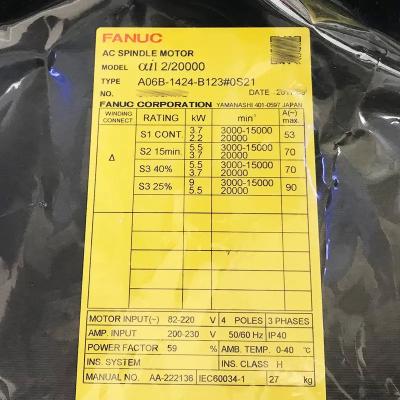 China Fanuc Servo Motor A06B-1424-B123#0S21 AC/DC 5kg 12 Months Warranty for sale