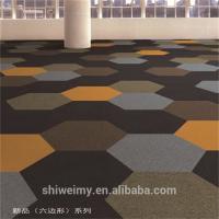 China New style plain design nylon hexagon shape honeycomb carpet tile for sale