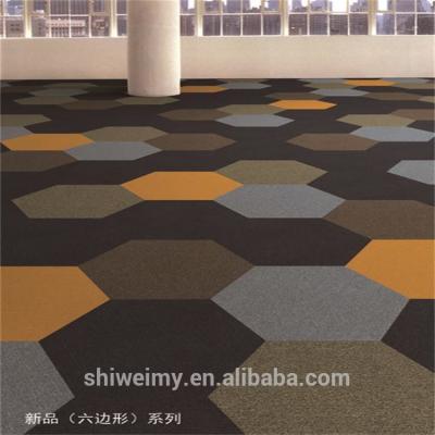 China New style plain design nylon hexagon shape honeycomb carpet tile for sale