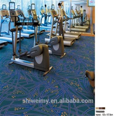 China Blue printed gym room nylon material carpet for sale