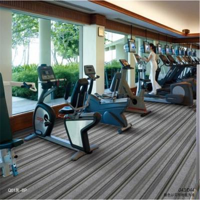 China Indoor PVC Carpet Flooring Double Stripe Level Loop Pile Plain Style for sale