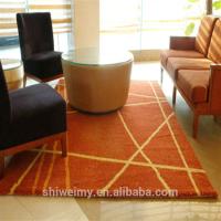 China Striped design shaggy embroidered living room polyester area rug for sale