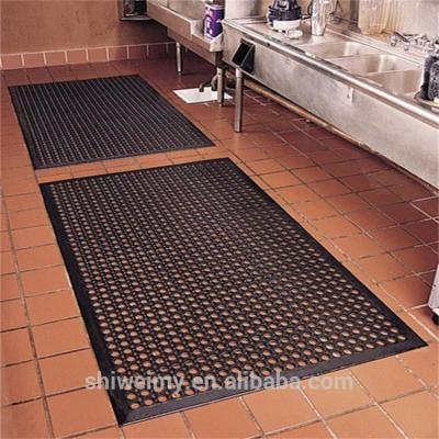 China Anti-slip black rubber hole floor mat for sale