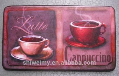 China Printed hot coffee pattern anti-fatigue kitchen mat with NBR foam for sale