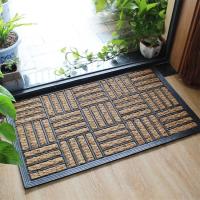 China Natural Coir Entrance Matting / Coir Personalized Door Mats Grid Style for sale