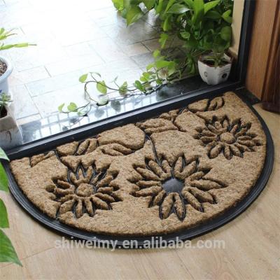 China Waterproof Coir Entrance Matting , Half Moon Rubber Door Mat Puzzle Style for sale