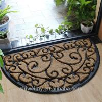 China Waterproof Coir Entrance Matting , Half Moon Rubber Door Mat Puzzle Style for sale