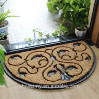 China Waterproof Coir Entrance Matting , Half Moon Rubber Door Mat Puzzle Style for sale