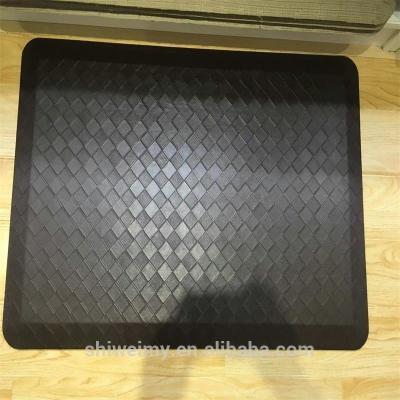 China Plaid and diamond pattern Black PU kitchen anti-fatigue floor mat for sale