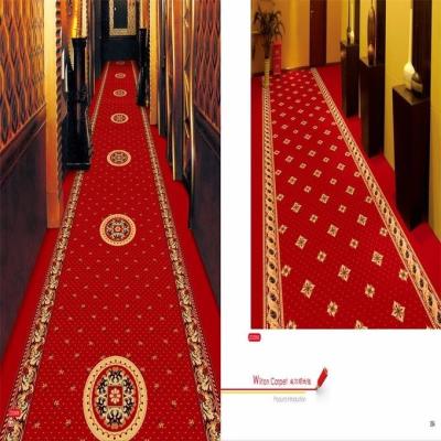 China Red Soft Hotel Corridor Carpet Jacquard Wilton Style Jacquard Style for sale
