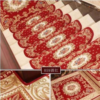 China Red Traditional PVC Carpet Flooring , Oval Shape Stair Tread Rugs for sale