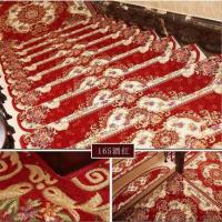 China Red Traditional PVC Carpet Flooring , Oval Shape Stair Tread Rugs for sale