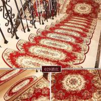 China Red Traditional PVC Carpet Flooring , Oval Shape Stair Tread Rugs for sale