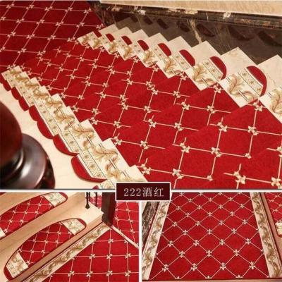 China Luxury Hotel Step Rugs Carpet Wine Red Color Grid Pattern Classical Style for sale