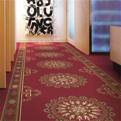 China Long PVC Carpet Flooring , Corridor Red Wilton Carpet European Pattern for sale