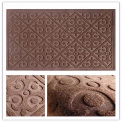 China Brown Polyester Carpet Tiles Embossed Pvc Backing Anti - Slip Feature for sale