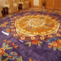 China 3D Embossed Handmade Woollen Carpet , Large Shag Area Rugs Dark Blue Color for sale