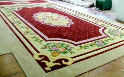 China Living Room 100 Wool Rug 8x10 Embroidered Pattern Hand Carved Technics for sale