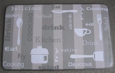 China Restaurant Door Mats Gray Printed English Words Pattern PU Material for sale