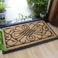 China Beautiful Flat Door Mat , Coconut Fiber Doormat Embossed Sunflower for sale