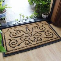 China Beautiful Flat Door Mat , Coconut Fiber Doormat Embossed Sunflower for sale