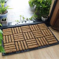 China Crasscross Coco Door Mats Plain Style Shaggy Ribbed Striped Pattern for sale