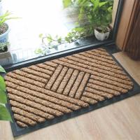 China Crasscross Coco Door Mats Plain Style Shaggy Ribbed Striped Pattern for sale