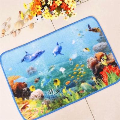 China Front Door Entrance Mats Nylon Material Colorful Fish Printed Pattern for sale