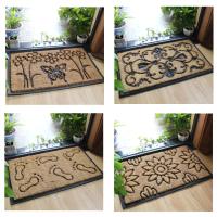 China Half Moon Coir Doormat Natural Fiber Embroidered Pattern Thickness 12mm for sale