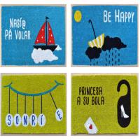 China Natural Coir Doormat Machine Tufted Irregular Shape Oriental Design for sale