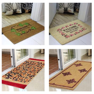 China Natural Coir Doormat Machine Tufted Irregular Shape Oriental Design for sale