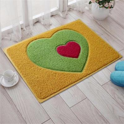 China Solid Color Coir Fiber Matting Double Hearts Design Seamed Pattern for sale