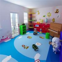 China Blue Kindergarten Plastic Floor Tiles Cartoon Pattern UV Protection for sale