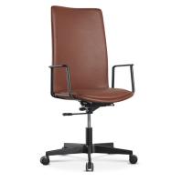 China Polished Finish Classic Executive Chair Brown Leather Aluminium Armrest SGS for sale