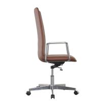 China Polished Finish Classic Executive Chair Brown Leather Aluminium Armrest SGS for sale