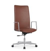 China Polished Finish Classic Executive Chair Brown Leather Aluminium Armrest SGS for sale
