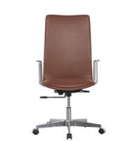 China Polished Finish Classic Executive Chair Brown Leather Aluminium Armrest SGS for sale