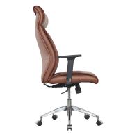China 3D Armrest Brown Leather Executive Leather Office Swivel Chairs SGS Aluminum Alloy for sale