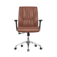 China 3D Armrest Brown Leather Executive Leather Office Swivel Chairs SGS Aluminum Alloy for sale