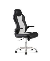 China White Leather Gaming Swivel Chairs Chromeds Led 3D Paddle Shift BIFMA for sale