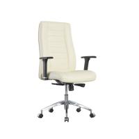 China 28KG Leather Office Swivel Chairs PU Armrest Convertible White Leather Executive Office Chair for sale