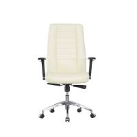 China 28KG Leather Office Swivel Chairs PU Armrest Convertible White Leather Executive Office Chair for sale