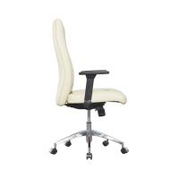 China 28KG Leather Office Swivel Chairs PU Armrest Convertible White Leather Executive Office Chair for sale