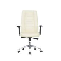China 28KG Leather Office Swivel Chairs PU Armrest Convertible White Leather Executive Office Chair for sale