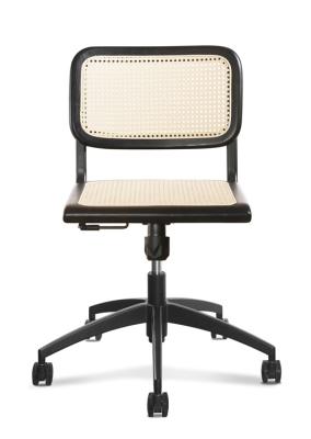 China 0.121CBM Executive  Desk Rattan Office Chairs Wooden Black 46cm With Wheels Oem for sale